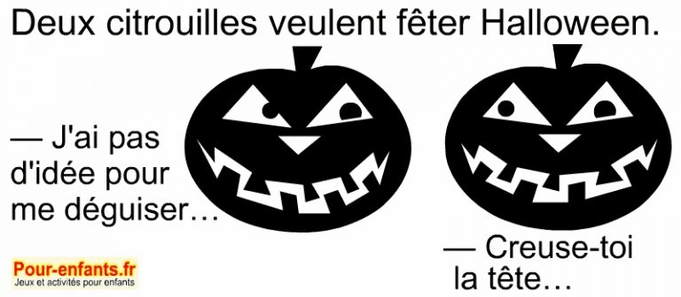 Blague d'Halloween à imprimer. Deux citrouilles veulent fêter Halloween ...